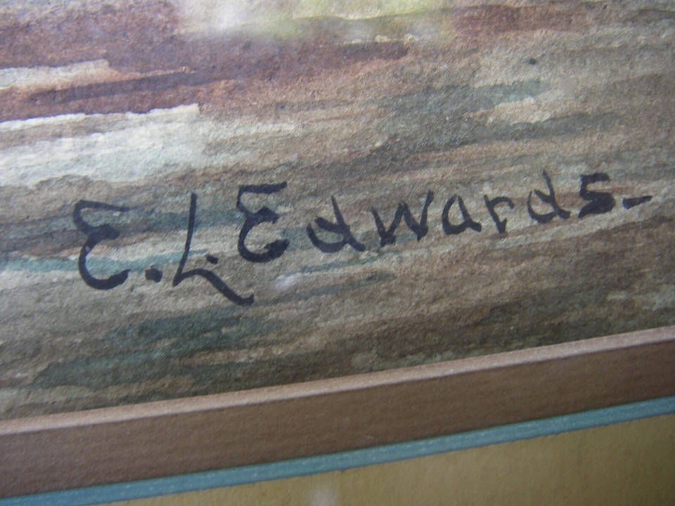 Fine Vintage Framed E L EDWARDS Signed MARSH LANDSCAPE Watercolor-NR | eBay