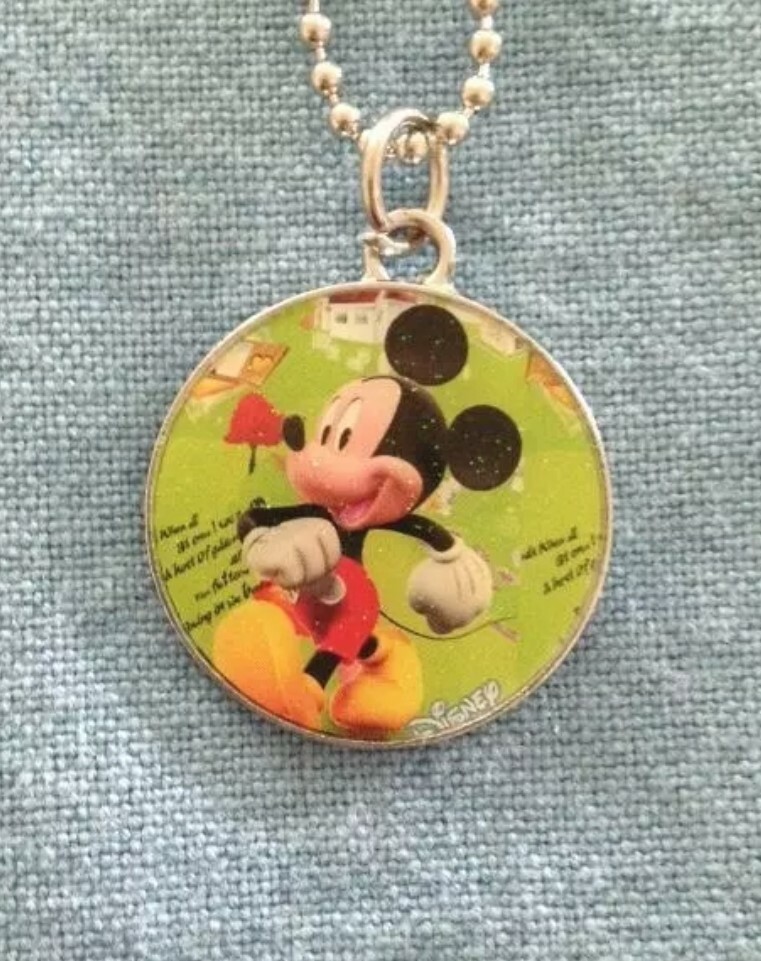 Mickey Mouse Round Pendant Necklace | eBay