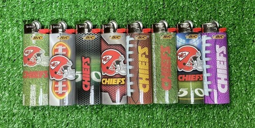 NEW 8pc LARGE size kansas city chiefs NFL football bic lighters LIMITED ...