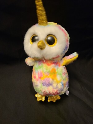 TY Beanie Boo 6" Enchanted the Rainbow Unicorn Owl Plush Glitter | eBay