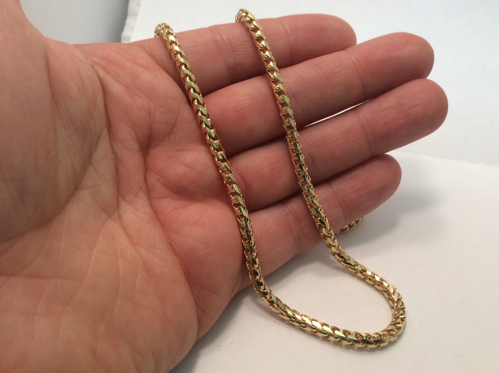 24" 4.00mm 10k Yellow SOLID Real Gold Franco Box Cuban Chain Necklace ...