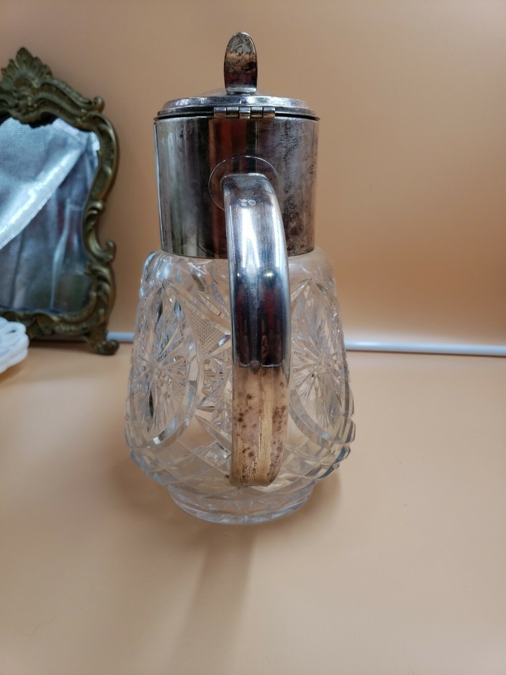 Crystal & Silver tone Antique Pitcher With Ice Insert | eBay
