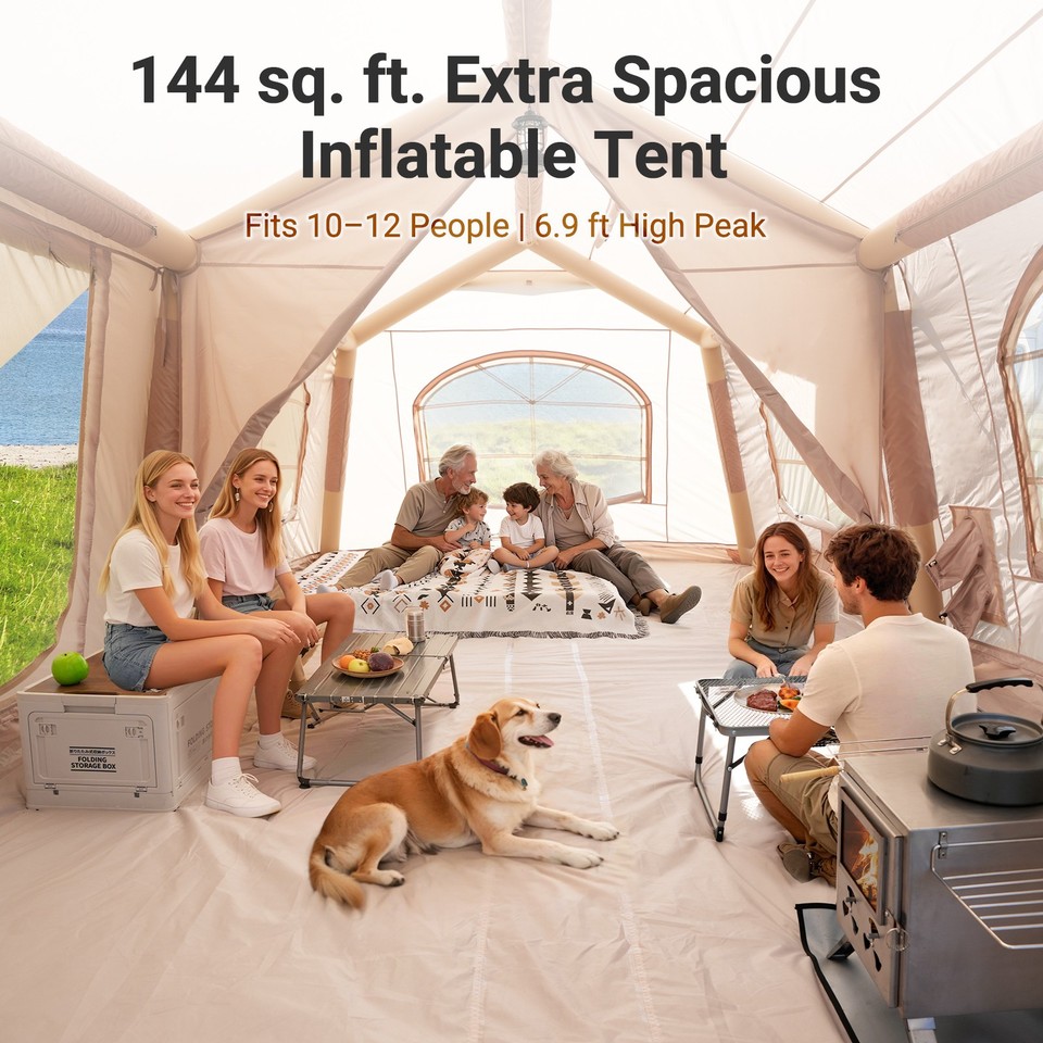 8-10 Person Fast Inflatable Camp Tent - Family Size with Pump Included ...