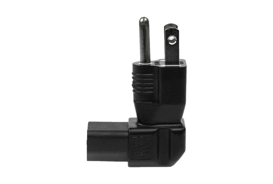 3 Prong Right Angle Plug Adapter, NEMA 5-15P USA Plug to C13 Receptacle ...