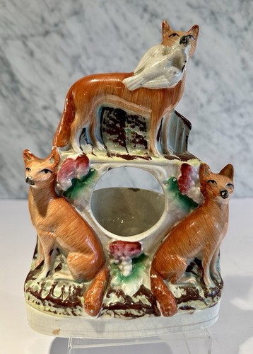 Staffordshire Trio Fox with Swan Bird Watch Holder Figure c. 1860 | eBay
