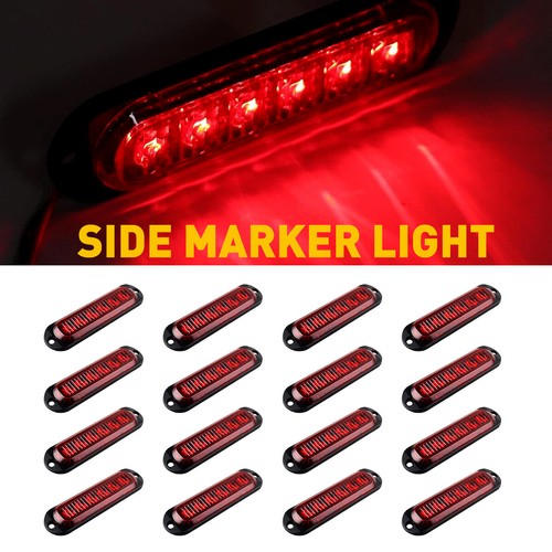 16pcs 6-LED Red Brake Light Side Marker Indicator Clearance Light ...
