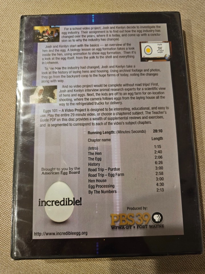 EGGS 101 A Video Project DVD PBS 39 WFWA-DT Fort Wayne American Egg ...