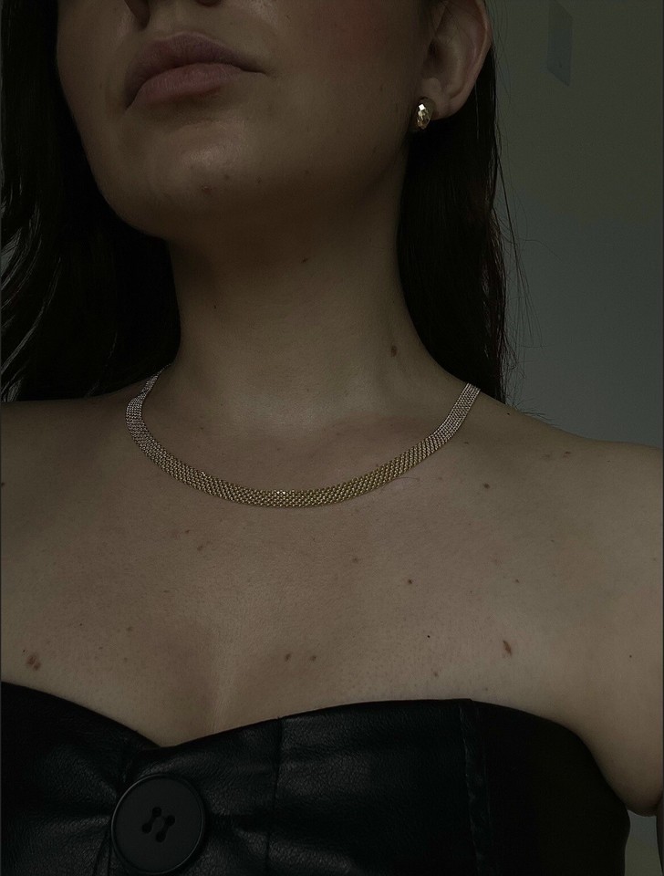 14k Yellow Gold Bismark Chain Choker Necklace - Gold Bismarck Chain 7mm ...