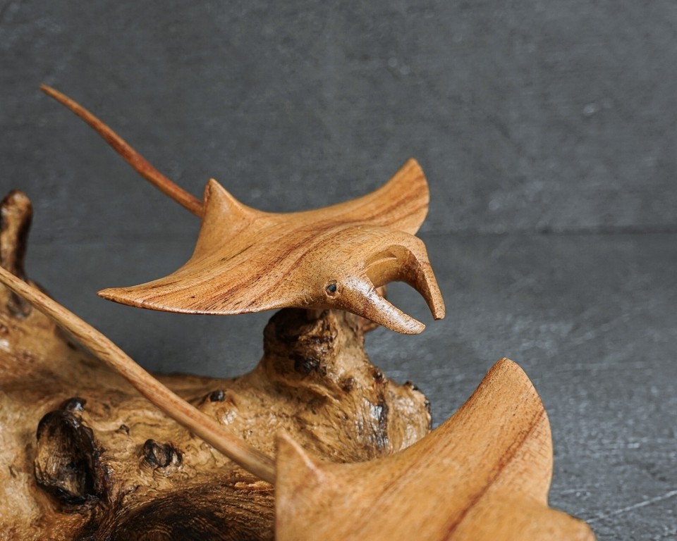 Wooden Manta Ray Statue 11" Width, Hand Carved , Family decor, Birthday ...