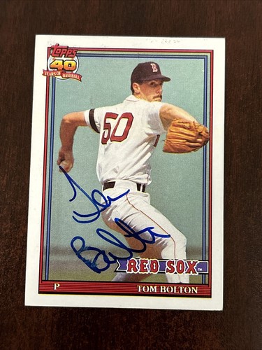 Tom Bolton Autographed Baseball Card Boston Red Sox 1991 Topps Signed ...
