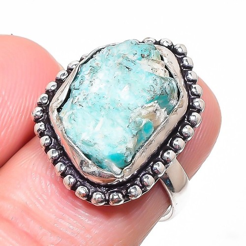 Rough Amazonite Gemstone Handmade 925 Sterling Silver Jewelry Ring Sz 7 ...