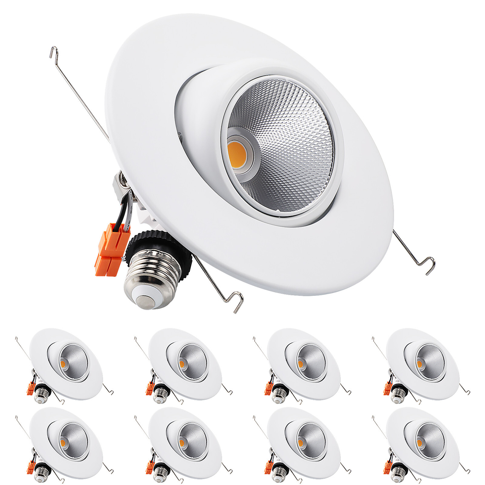8-Pack 6 Inch 12W Adjustable Eyeball LED Recessed Downlight, 5000K ...