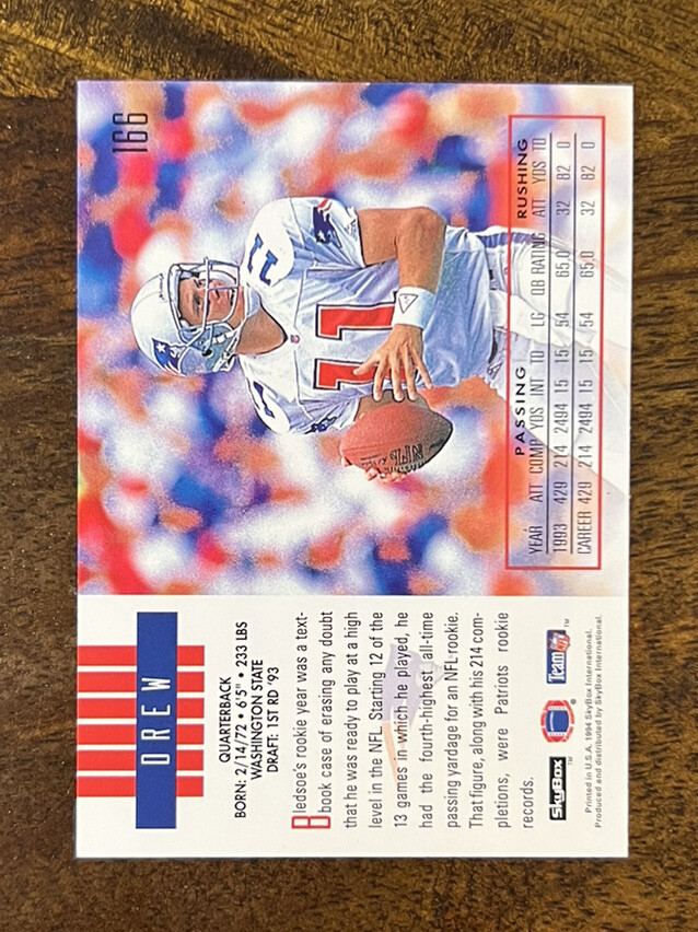 1994 SkyBox Impact Football Card #166 Drew Bledsoe | eBay