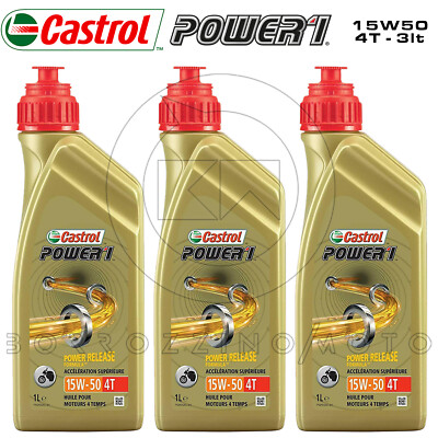 3 LT OLIO MOTORE CASTROL POWER 1 4T 15W50 TRIZONE TECHNOLOGY SEMI ...