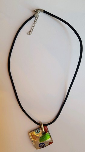 Jolie collier cordon noire et pendentif Murano .Réf A356. | eBay