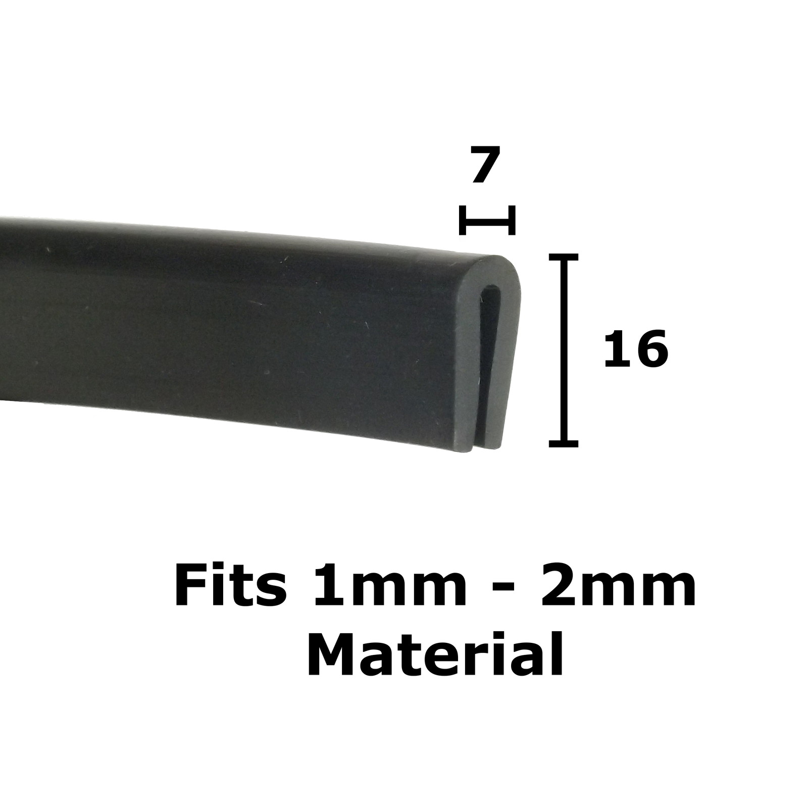 Flexible Rubber U Shape Edging Trim Seal 16mm x 7mm from The Metal ...