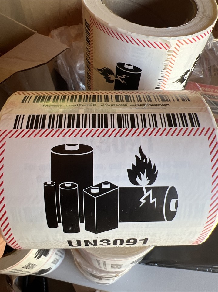 Un3091 Battery Warning Labels 1 Roll 250 Labels 4.75 X 5.5 | eBay
