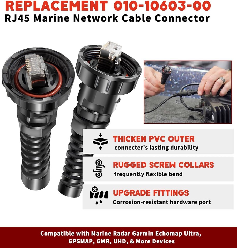 010-10603-00 RJ45 Network Cable Connector for Garmin Marine Devices ...