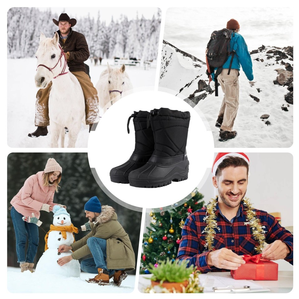 Knixmax Winter Snow Work Boots Men Work Shoes Insulated Waterproof Ski ...