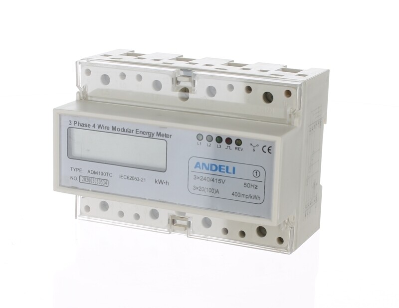 Andeli ANDELI ADM100TC | 3 Phase 100Amp Kilowatt Hour Meter Din Rail ...