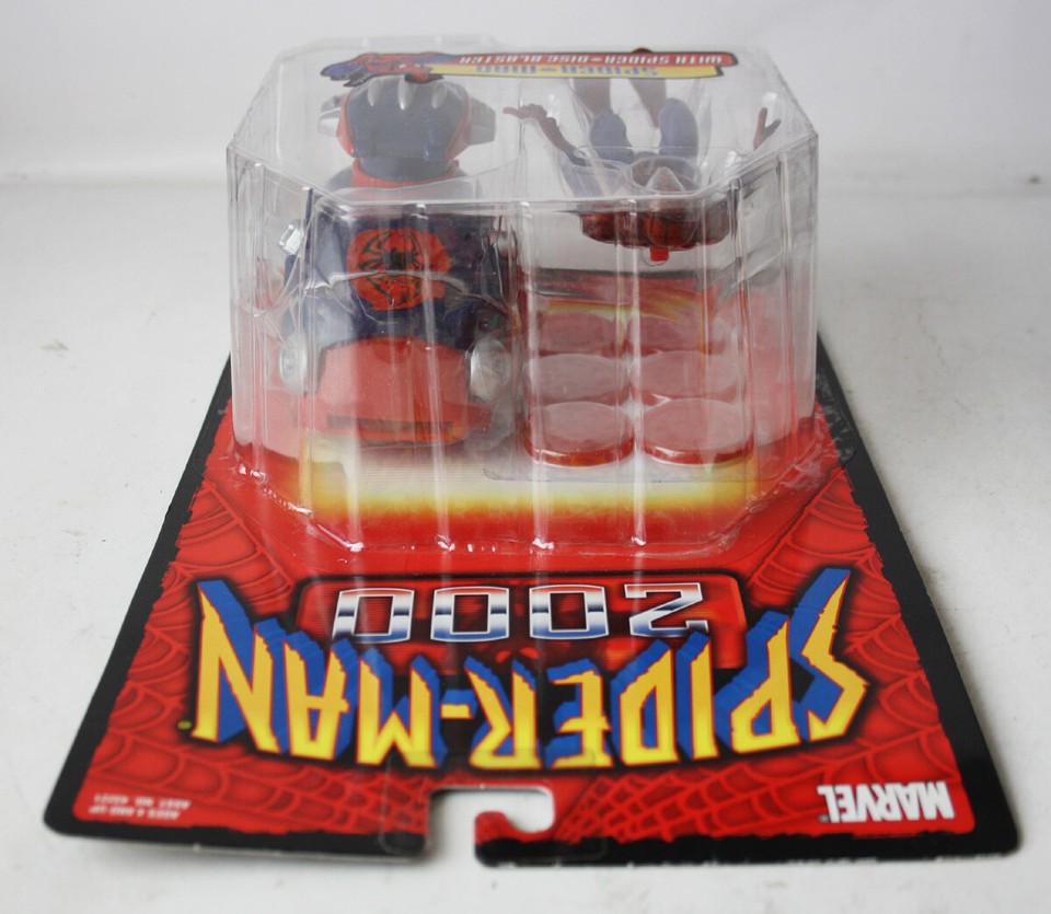 RARE SPIDERMAN 2000 SPIDER MAN FIGURE WITH SPIDER DISC BLASTER TOY BIZ ...