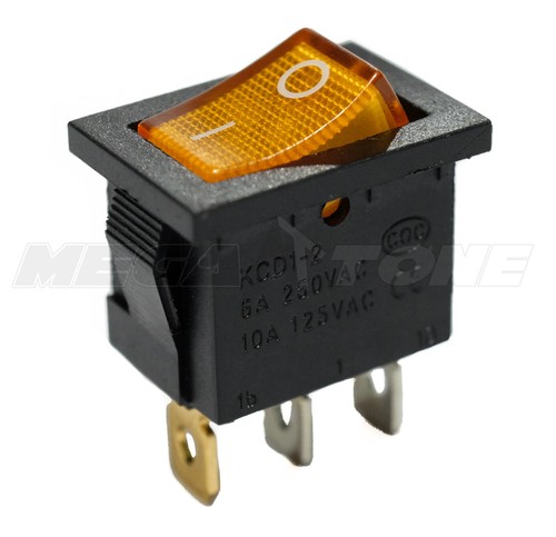 SPST KCD1 Mini Rocker Switch Illuminated AMBER Lamp On-Off 6A/250VAC ...