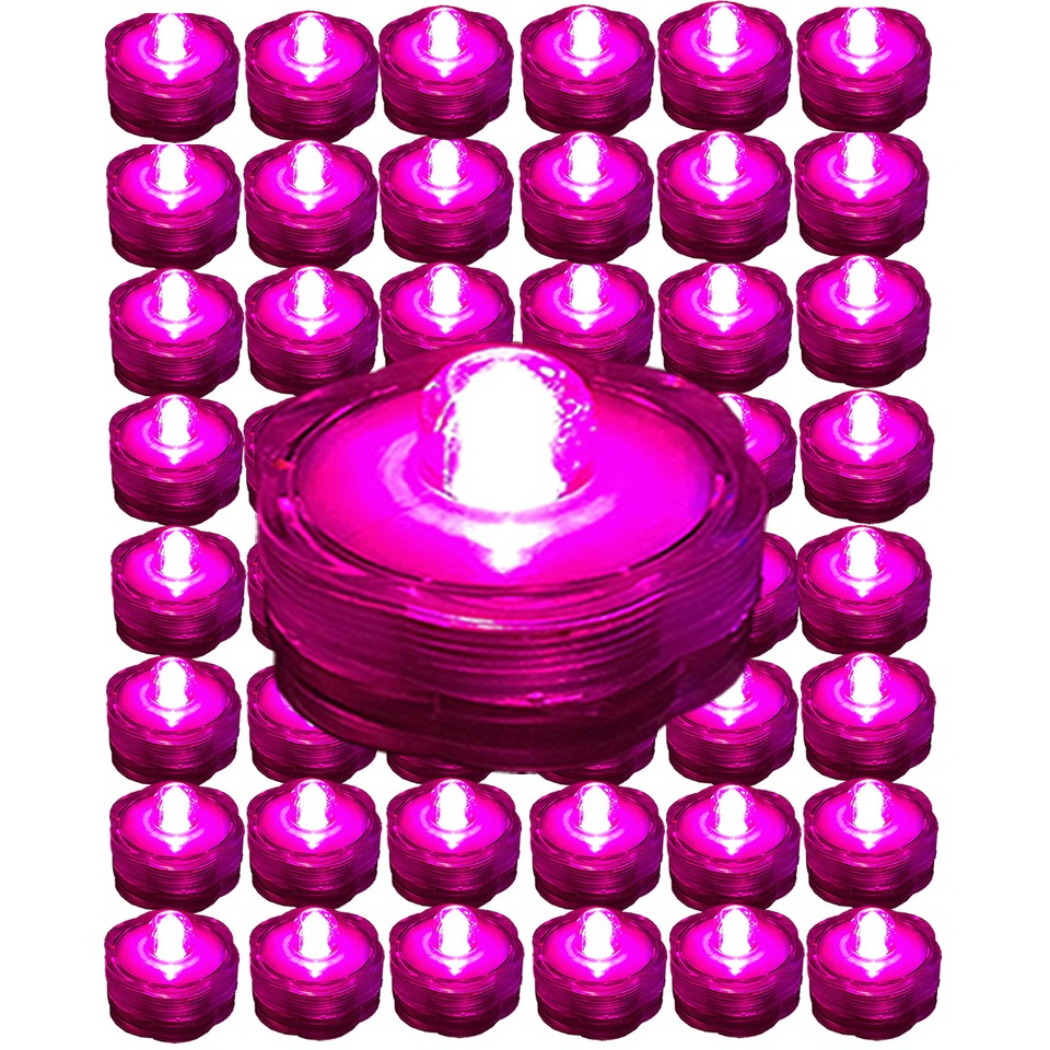 HOT PINK- 48 Qty Submersible LED Tea Light WEDDING Centerpiece ...