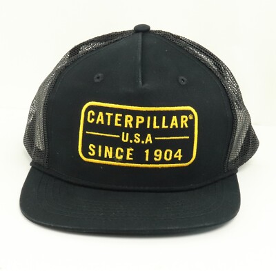 New Mens Caterpillar U.S.A Black Mesh Adjustable Baseball Cap Hat O/S ...