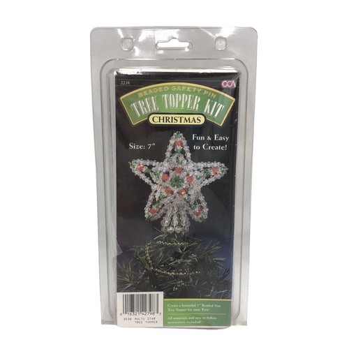 Vintage CCA Beaded Safety Pin Christmas Star Tree Topper Kit 7” New | eBay