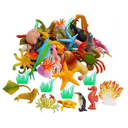 42pcs Plastic Ocean Animals Toys Realistic Mini Sea Creature Figure ...