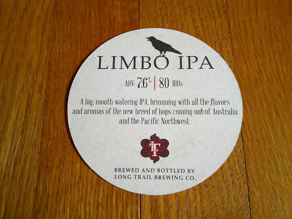 Long Trail Brewing Co Beer Coaster LIMBO IPA Beer Mat Collectible ...