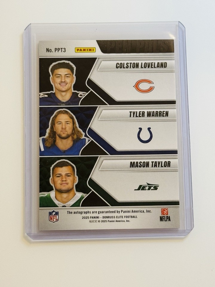 2025 Donruss Elite Pen Pals Triple Auto #PPT3 Colston Loveland, Warren ...