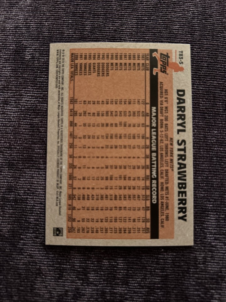Darryl Strawberry 2018 Topps New Era 1983 Topps Design #T83-5 - New ...