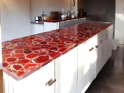 72"x36" Red Onyx Stone Modern Kitchen Slab Handmade Kitchen Countertop ...