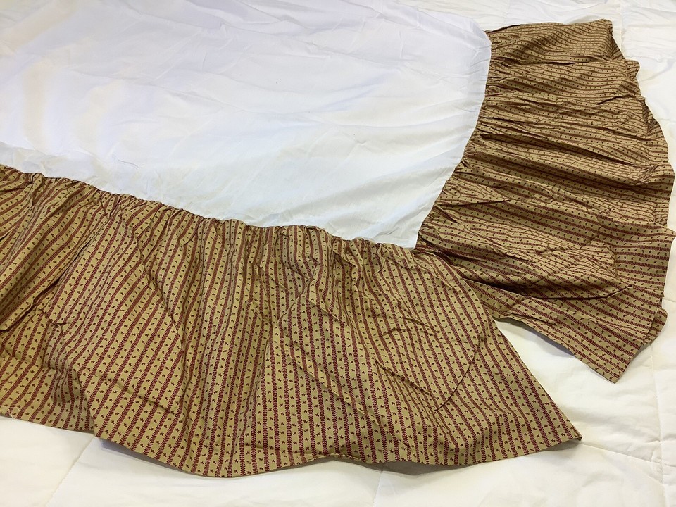 Ralph Lauren Chaps Annabelle Tan Red Bed Skirt Dust Ruffle King Size | eBay