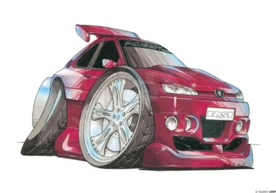 PEUGEOT 106 RED Koolart Cartoon Caricature Car Print - A3 Size - 1097 ...
