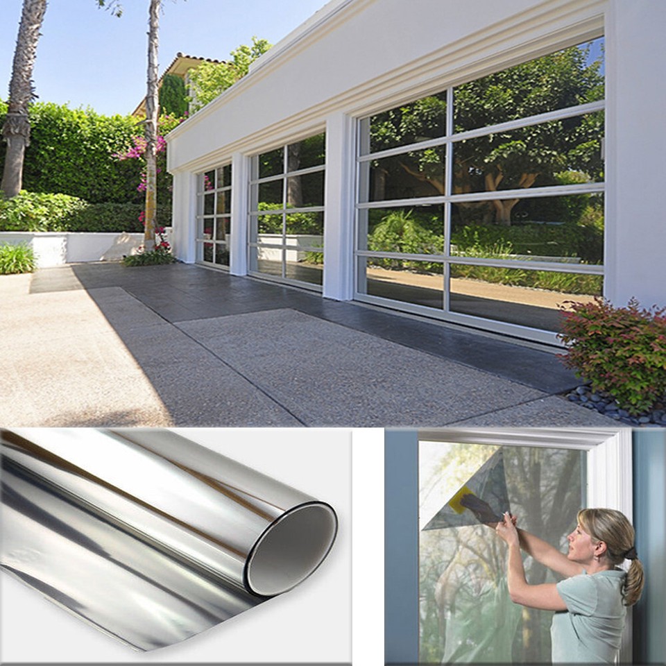 2FT x 24FT One Way Mirror Privacy Reflection Window Tint Film Energy ...