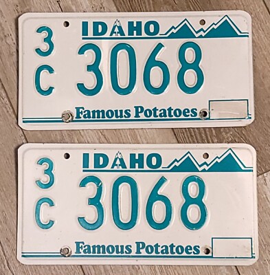Vtg 1990s Idaho License Plates Embossed Raised Numbers Famous Potatoes ...