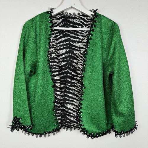 Berek Art to Wear Jacket Womens M Kelly Green Zebra Crinkle Reversible ...