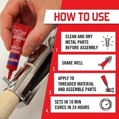 Loctite Nut & Bolt Threadlocker Red 271 Permanent Heavy Duty Adhesive ...