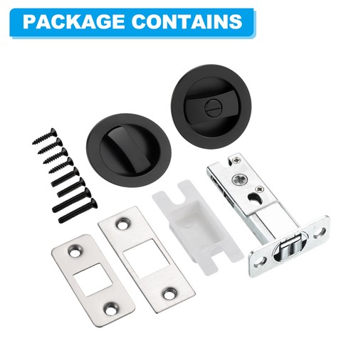 Round Pocket Door Lock Keyless Invisible Recessed Handle Latch Matte ...