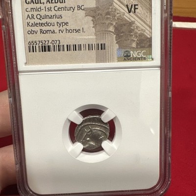 CELTIC GAUL, Aedui. 1st Century BC. Silver Quinarius, Kaletedou type ...