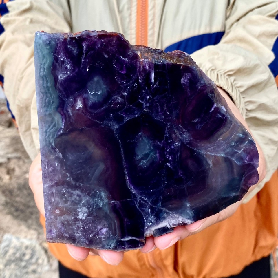 466G Large natural color fluorite section quartz crystal flakes mineral ...
