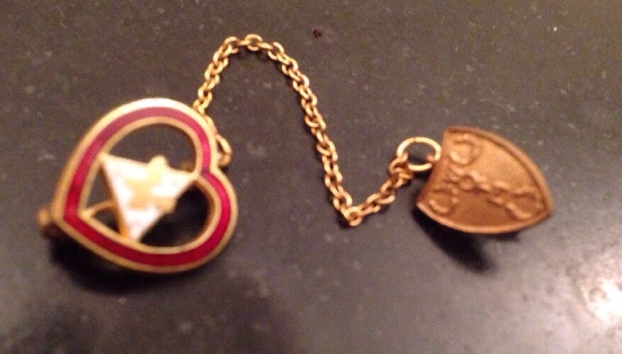 WOTM WOMEN Of The MOOSE ENAMEL HEART FHC FAITH HOPE CHARITY CHAIN PIN ...