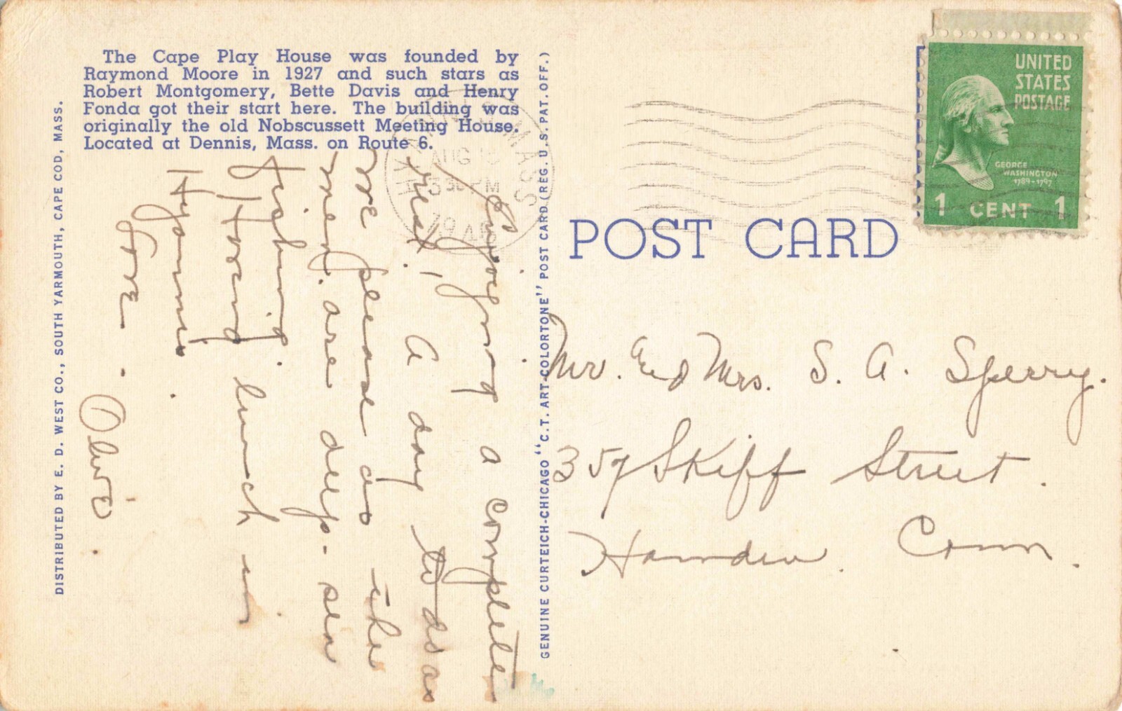 Postcard Cape Playhouse Dennis Cape Cod Massachusetts Mass MA | eBay