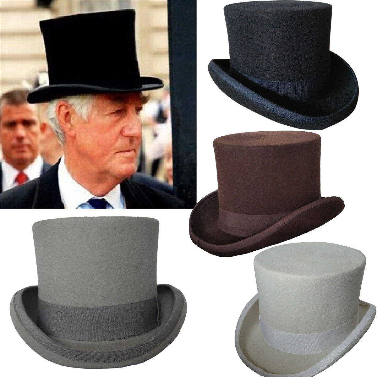 Vintage Wool Victorian Mad Hatter Top Magic Hat Gentlemen Performing ...