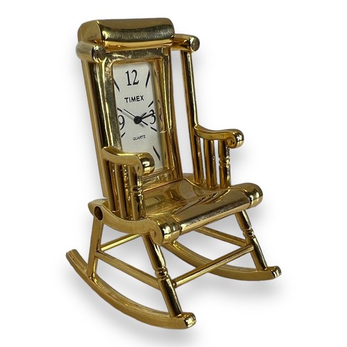 Timex Solid Brass Small Desk Top Clock Rocking Chair | eBay