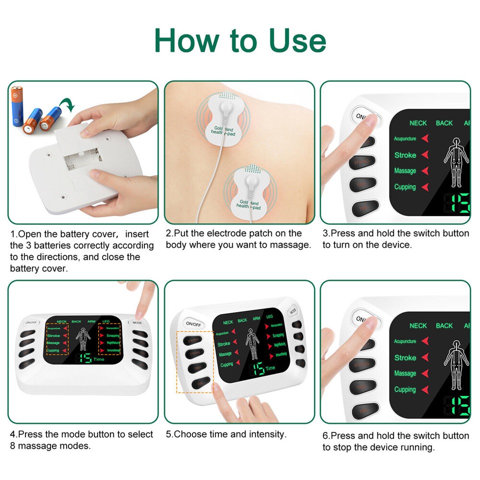 Electric Pulse Massager Tens Unit Muscle Stimulator Pain Relief Therapy ...