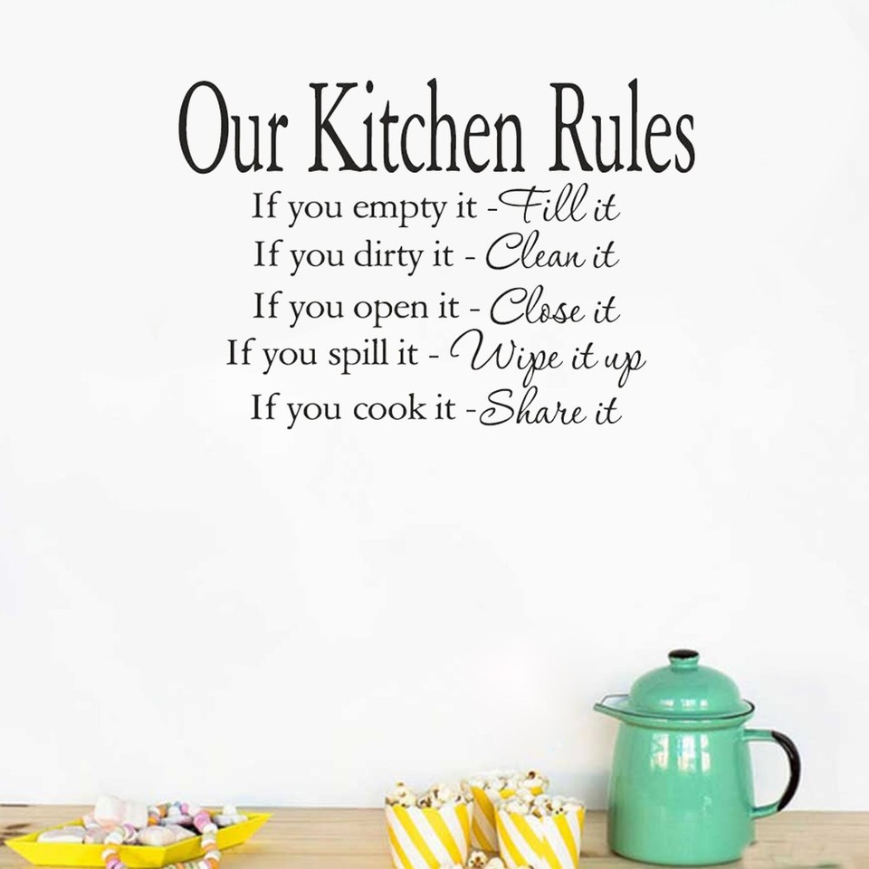Kitchen Rules Words PVC Wall Paste Mural Art Sticker for Bedroom Living ...