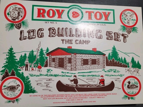 Vintage Roy Toy Log Cabin Building Set #4 The Camp Pine Wood Building ...